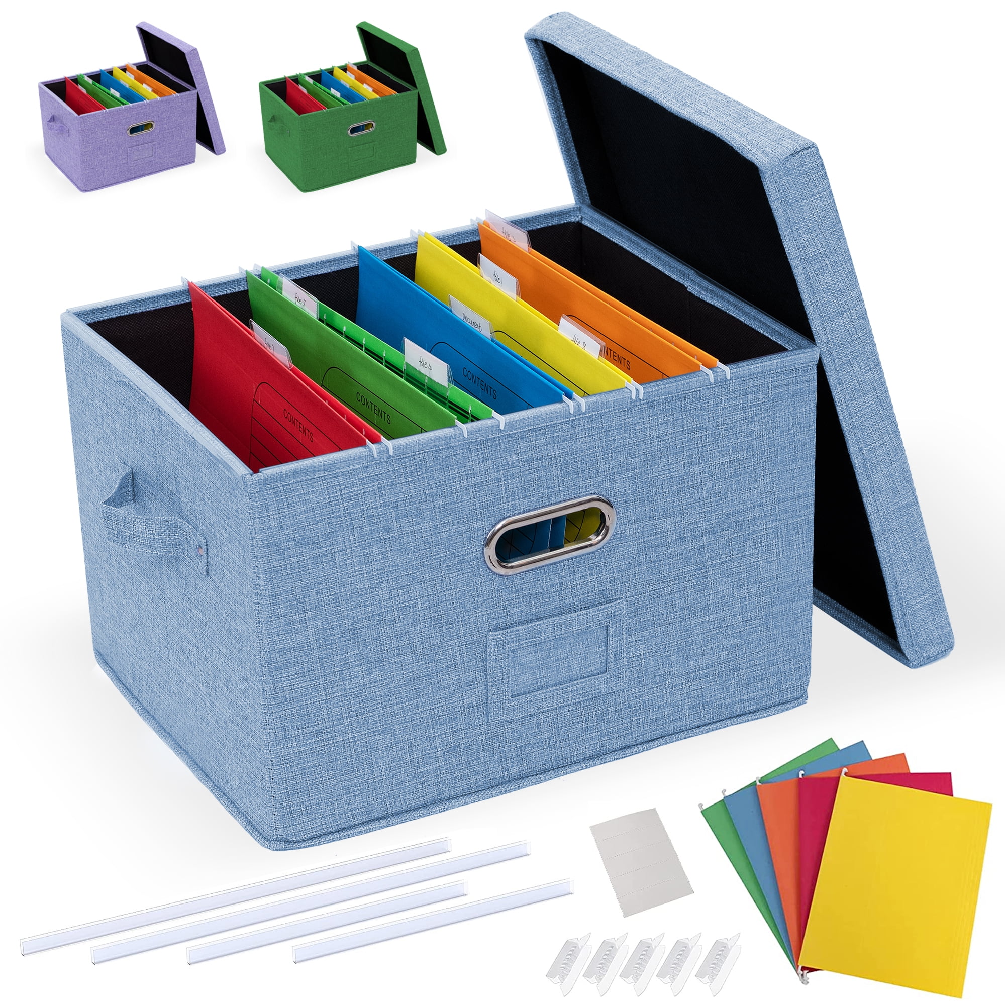 File Box with 5 Hanging Filing Folders,Document Organizer Storage for ...