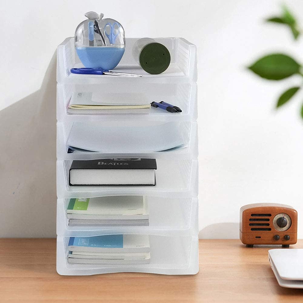 File Box Desktop Document Organizer Stackable Laminated Plastic Papers ...