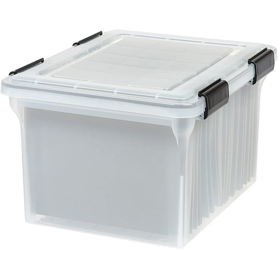 File Box, File Organizer w/Hinged Split Lid for Letter File, Important ...