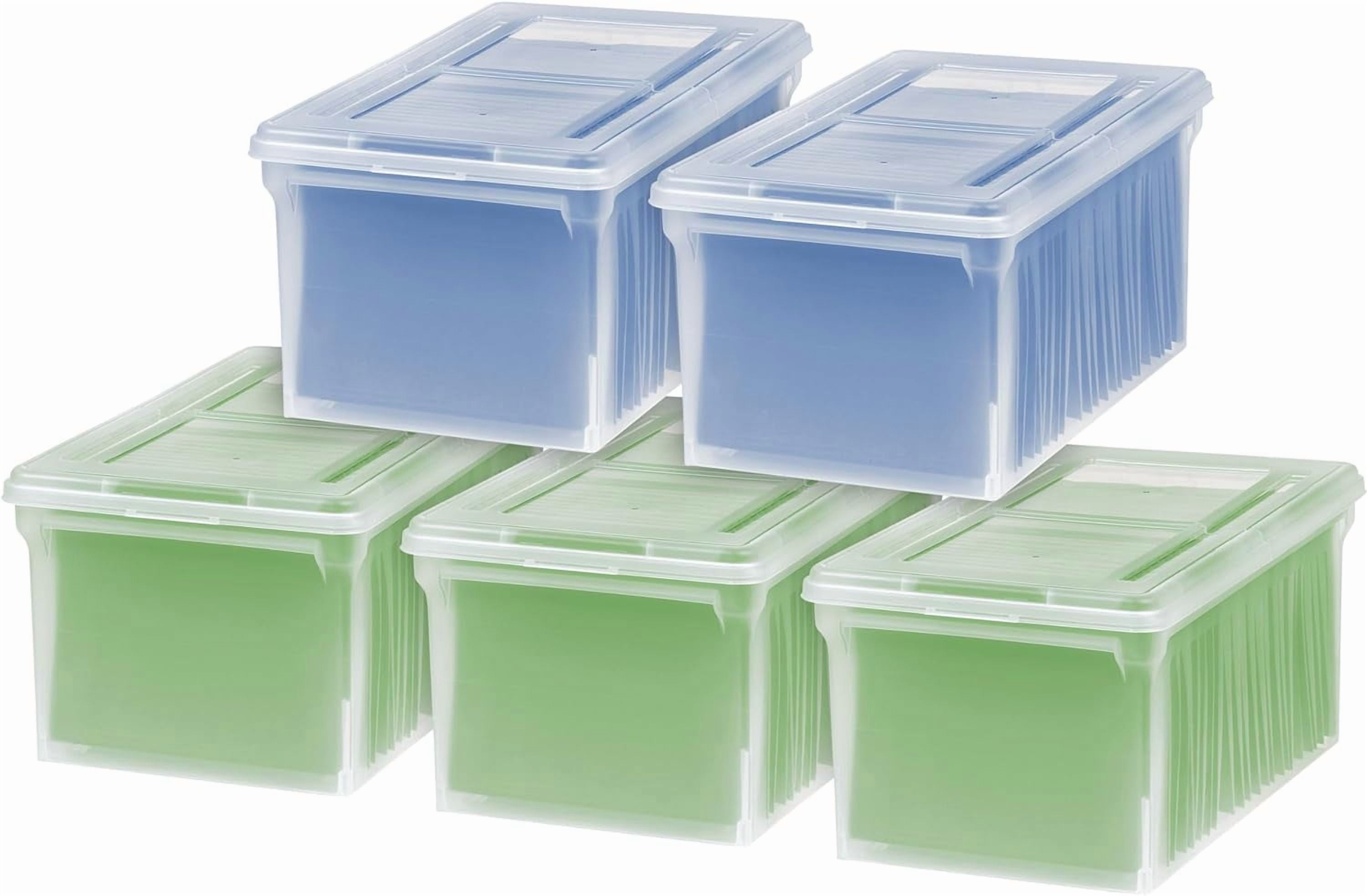 File Box, File Organizer w/Hinged Split Lid for Letter File, Important ...