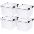 File Box, File Organizer w/Hinged Split Lid for Letter File, Important ...