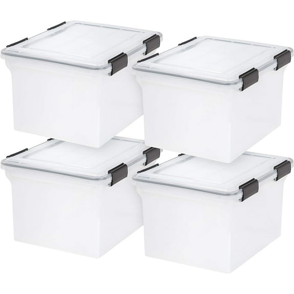 File Box, File Organizer w/Hinged Split Lid for Letter File, Important ...