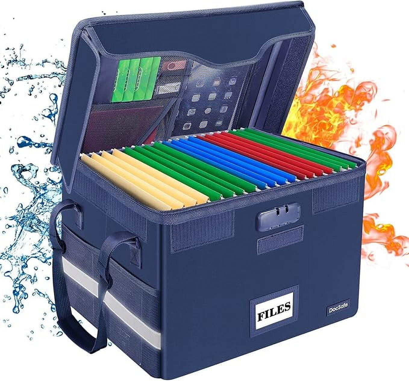 File Box Fireproof Document Box with Lock,File Storage Organizer Box ...