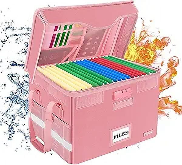 File Box Fireproof Document Box with Lock,File Storage Organizer Box ...