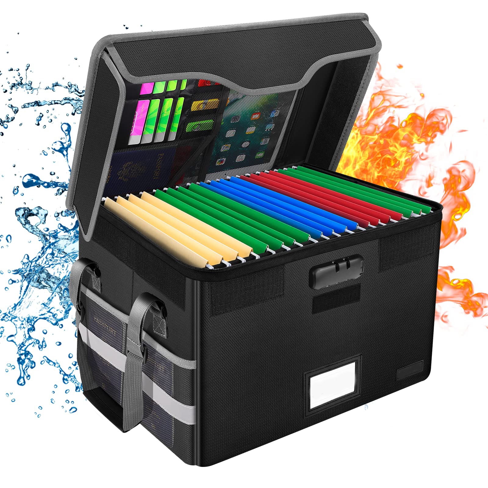 File Box Fireproof Document Box with Lock,File Storage Organizer Box ...