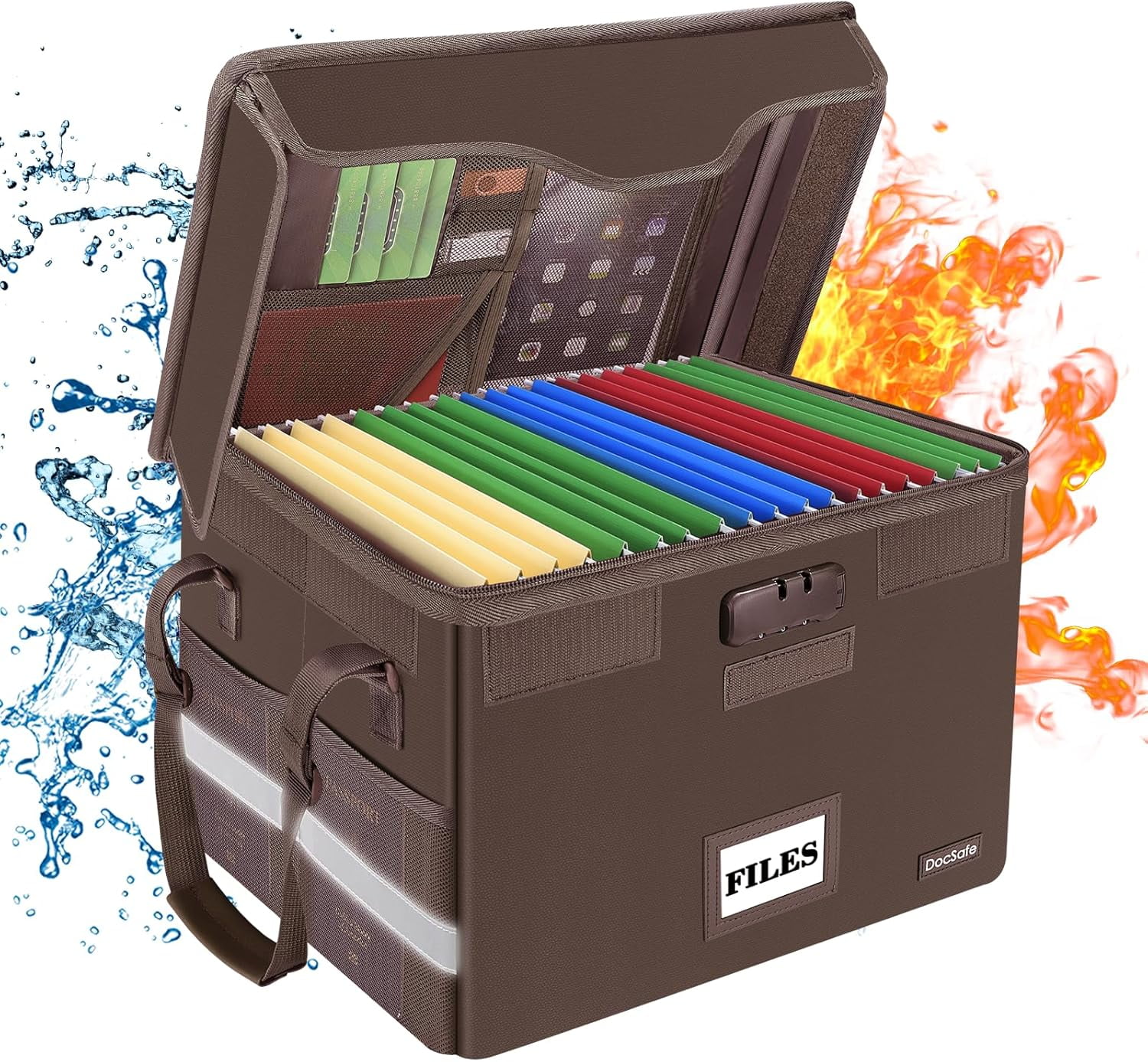 File Box Fireproof Document Box with Lock, File Storage Organizer Box ...