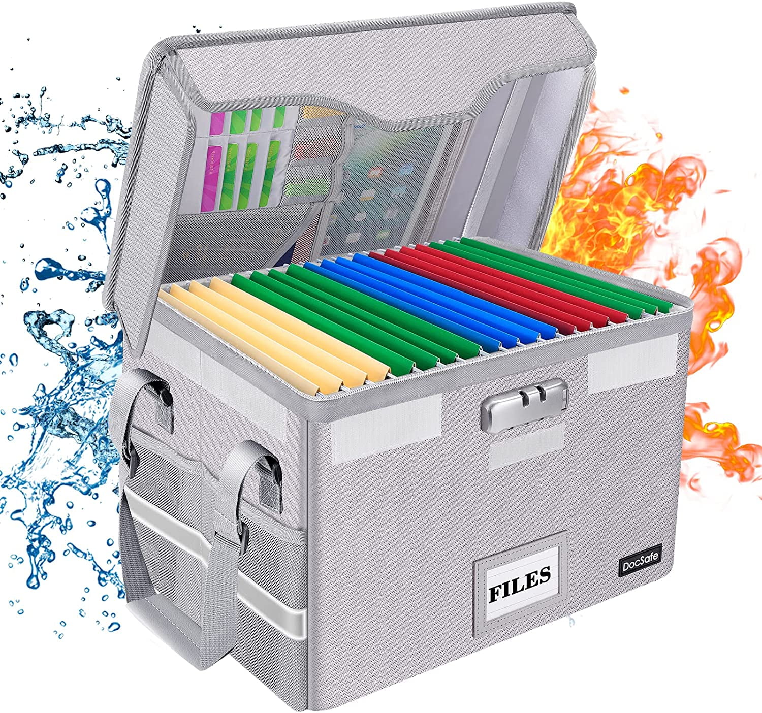 File Box Fireproof Document Box with Lock, File Storage Organizer Box ...