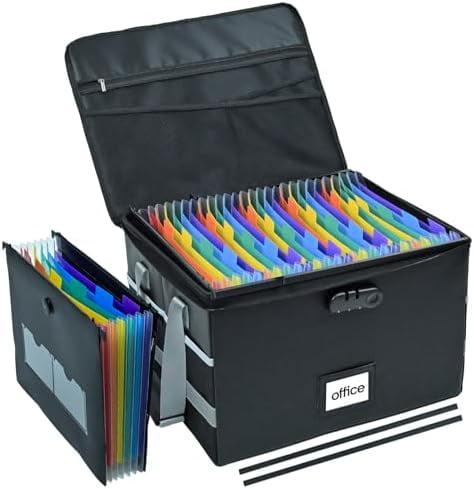 File Box with Hanging Folders Important Fireproof Document Organizer ...