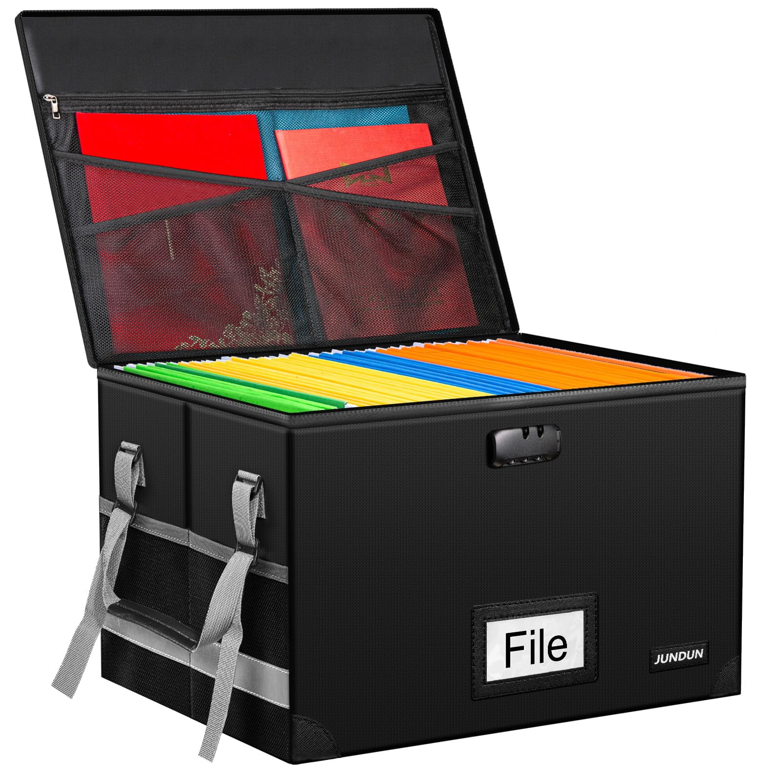 File Box with Lock,Fireproof Document Box with Handle and Zipper ...