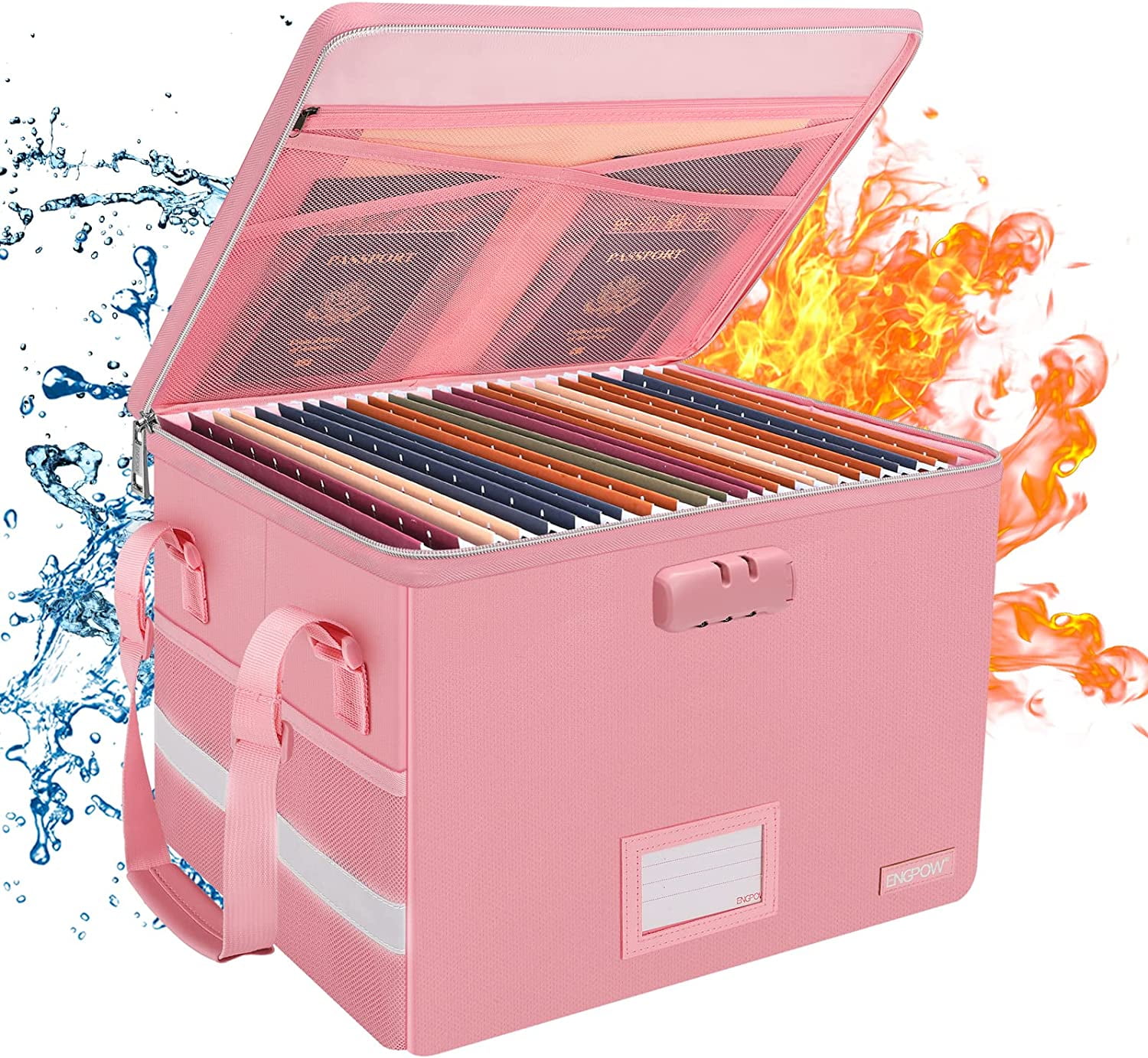 File Box with Lock, Fireproof Document Box with Zipper Lid, Collapsible ...