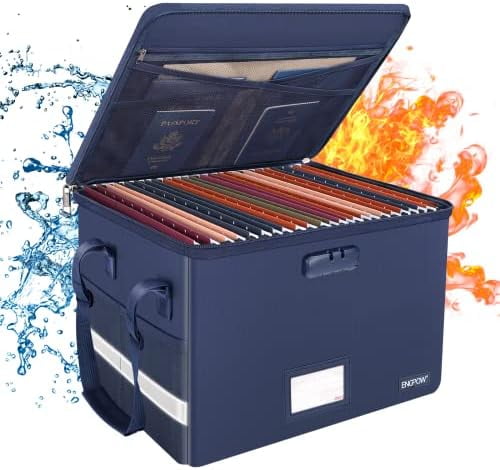 File Box with Lock, Fireproof Document Box with Zipper＆Pockets ...