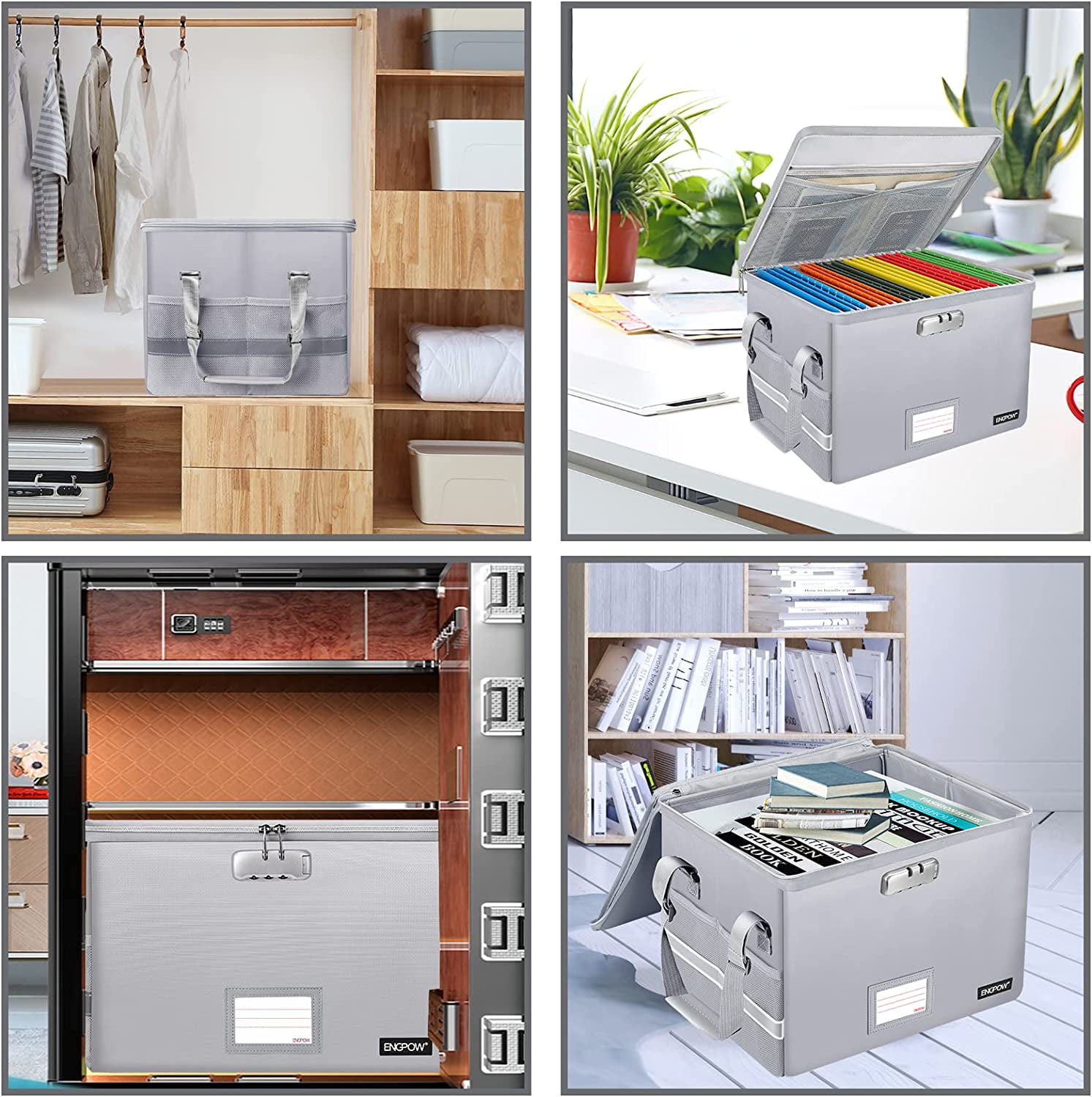 File Box with Lock, Fireproof Document Box with Zipper＆Pockets ...