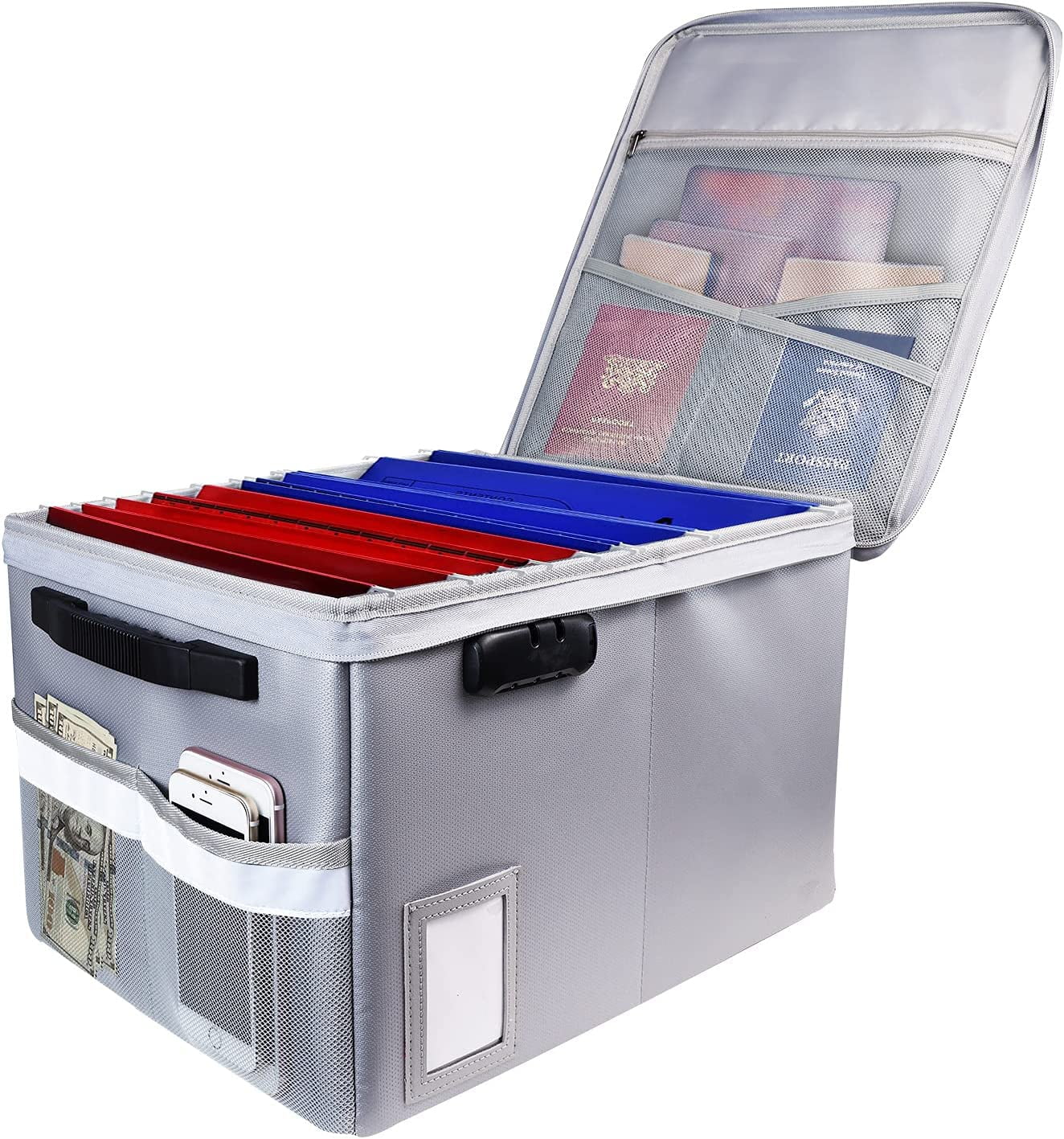 File Box with Lock, Fireproof Document Box File Organizer Box, Portable ...