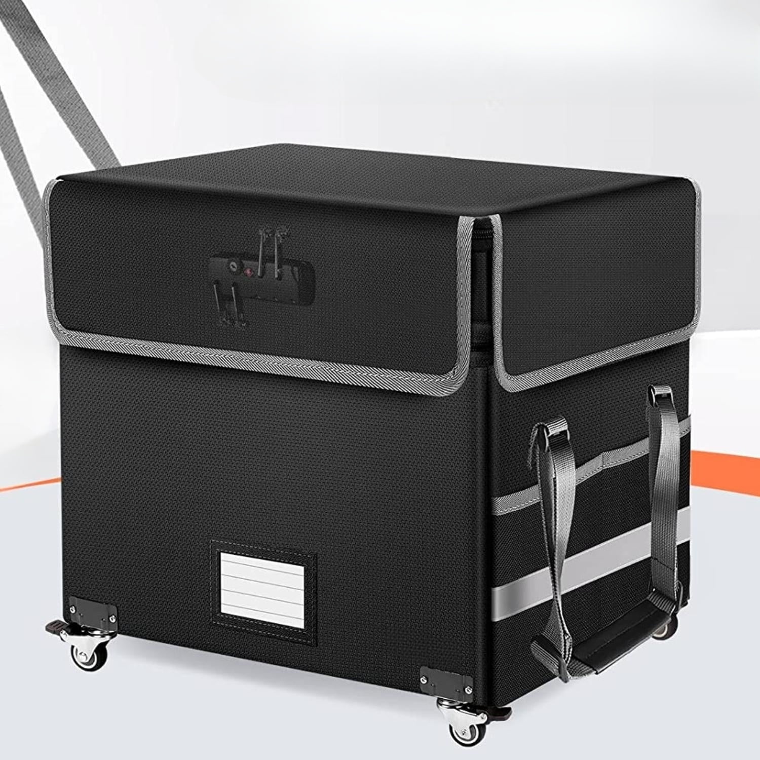 File Box with Lock, Fireproof Document Box with Wheels, Collapsible ...