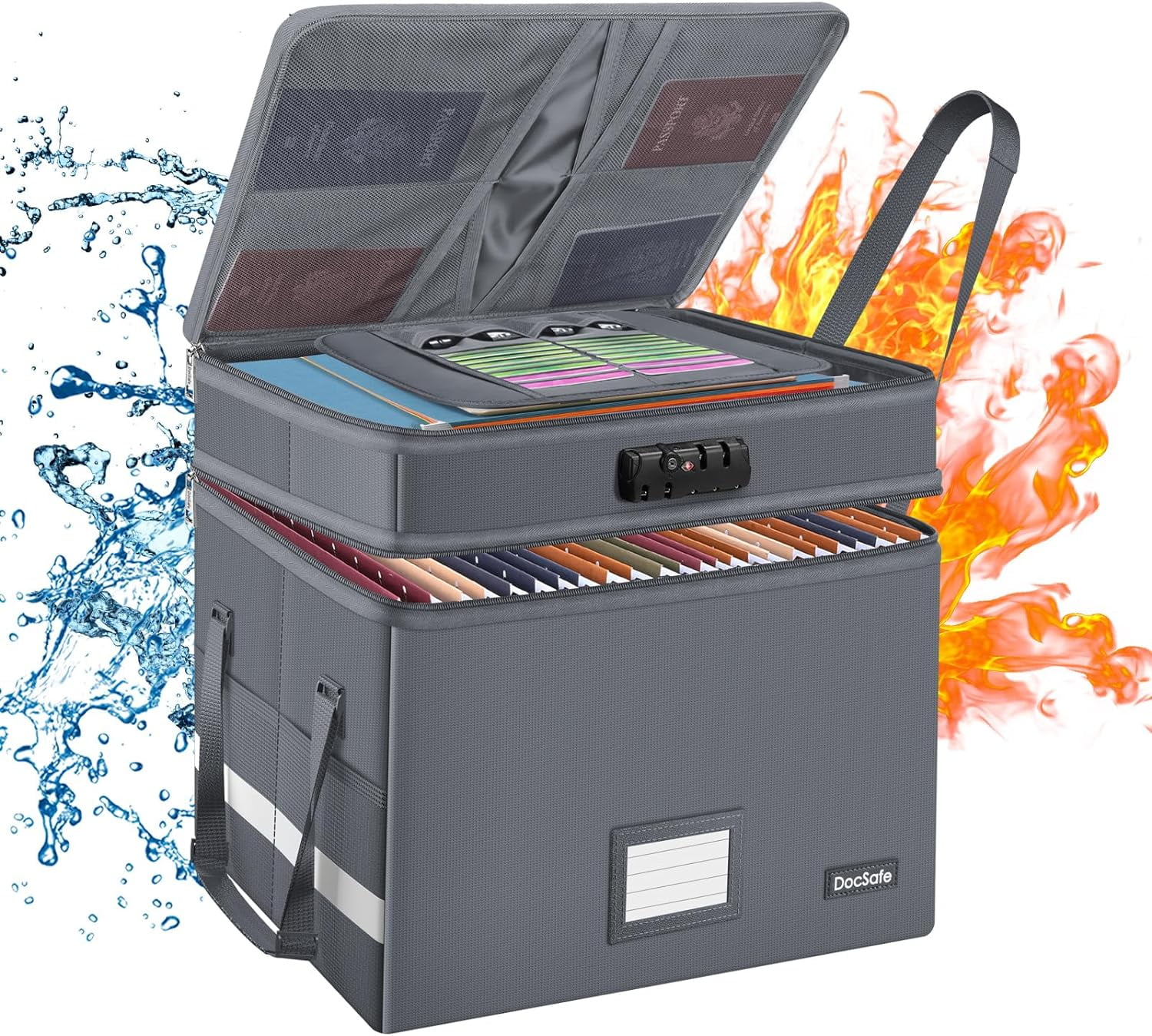 File Box with Lock,Multi-Layer Fireproof Document Box Collapsible File ...