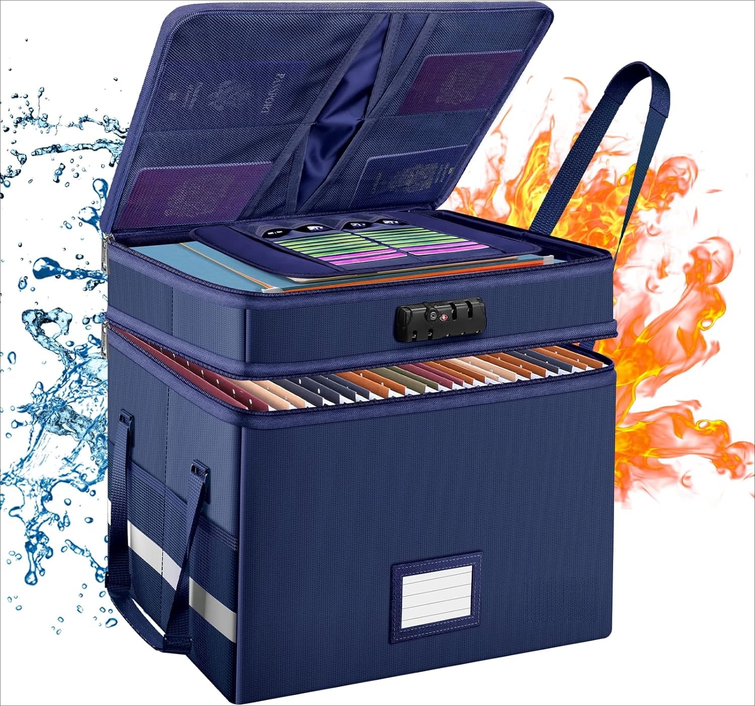 File Box with Lock,Multi-Layer Fireproof Document Box Collapsible File ...