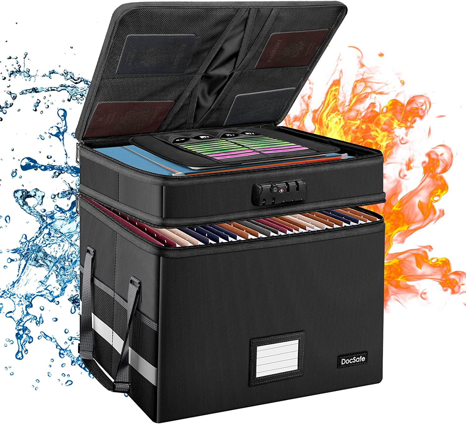 File Box with Lock,Multi-Layer Fireproof Document Box Collapsible File ...