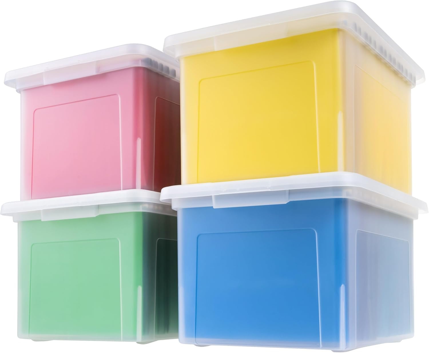 File Box, Plastic File Organizer with Lids for Letter/Legal File ...