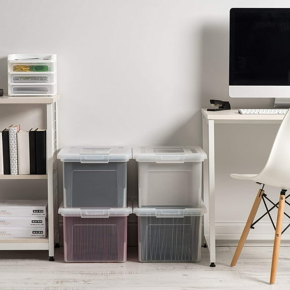 File Box, Plastic File Organizer with Lids for Letter/Legal File ...