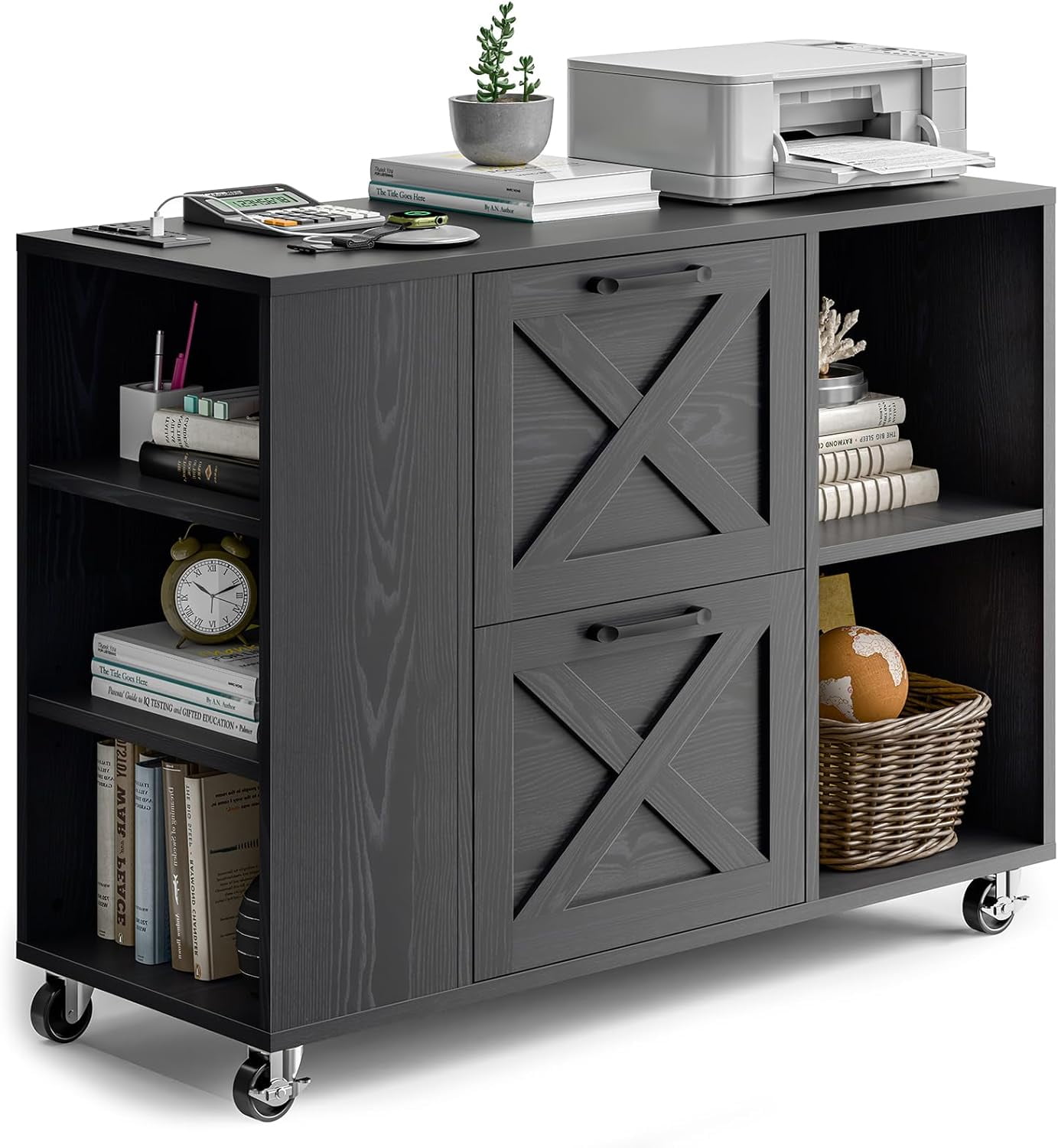File Cabinet 2-Drawer, Mobile Lateral File Cabinet with Charging ...