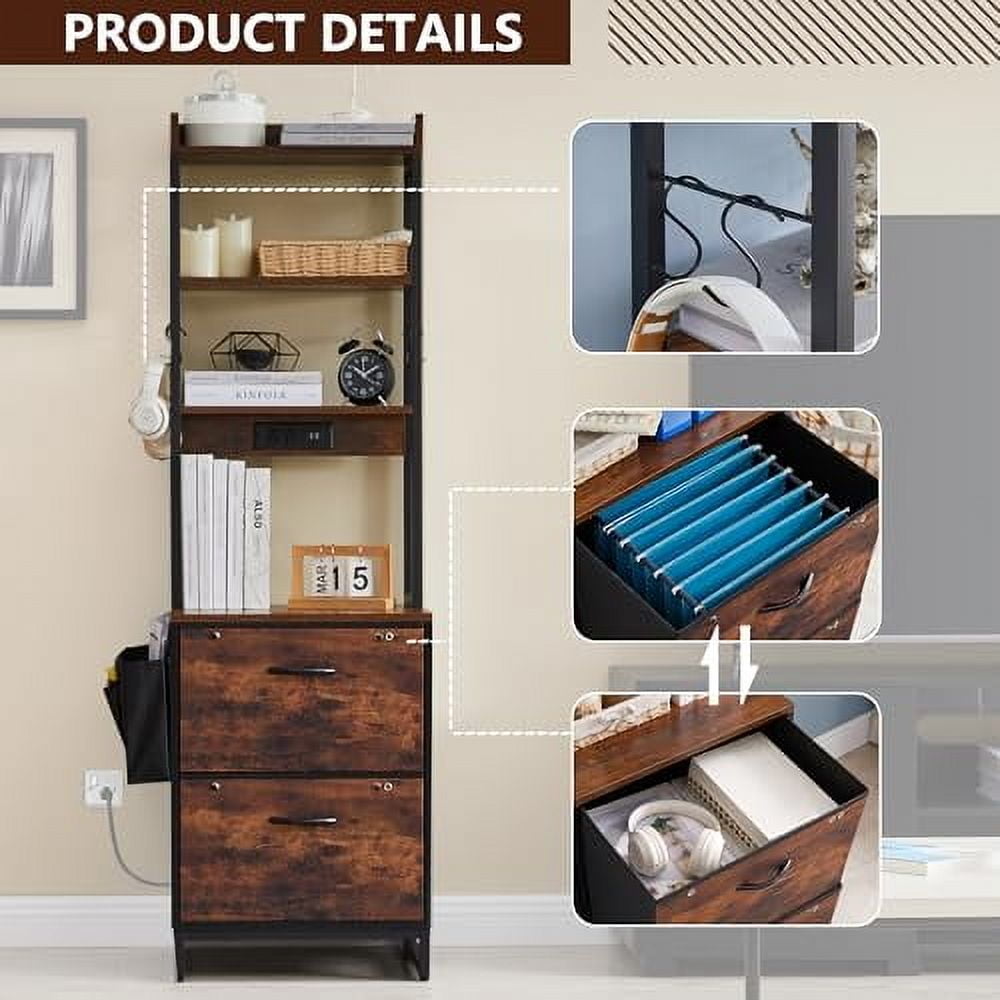 File Cabinet with 2 Drawers and Adjustable Hanging Folders, Office ...