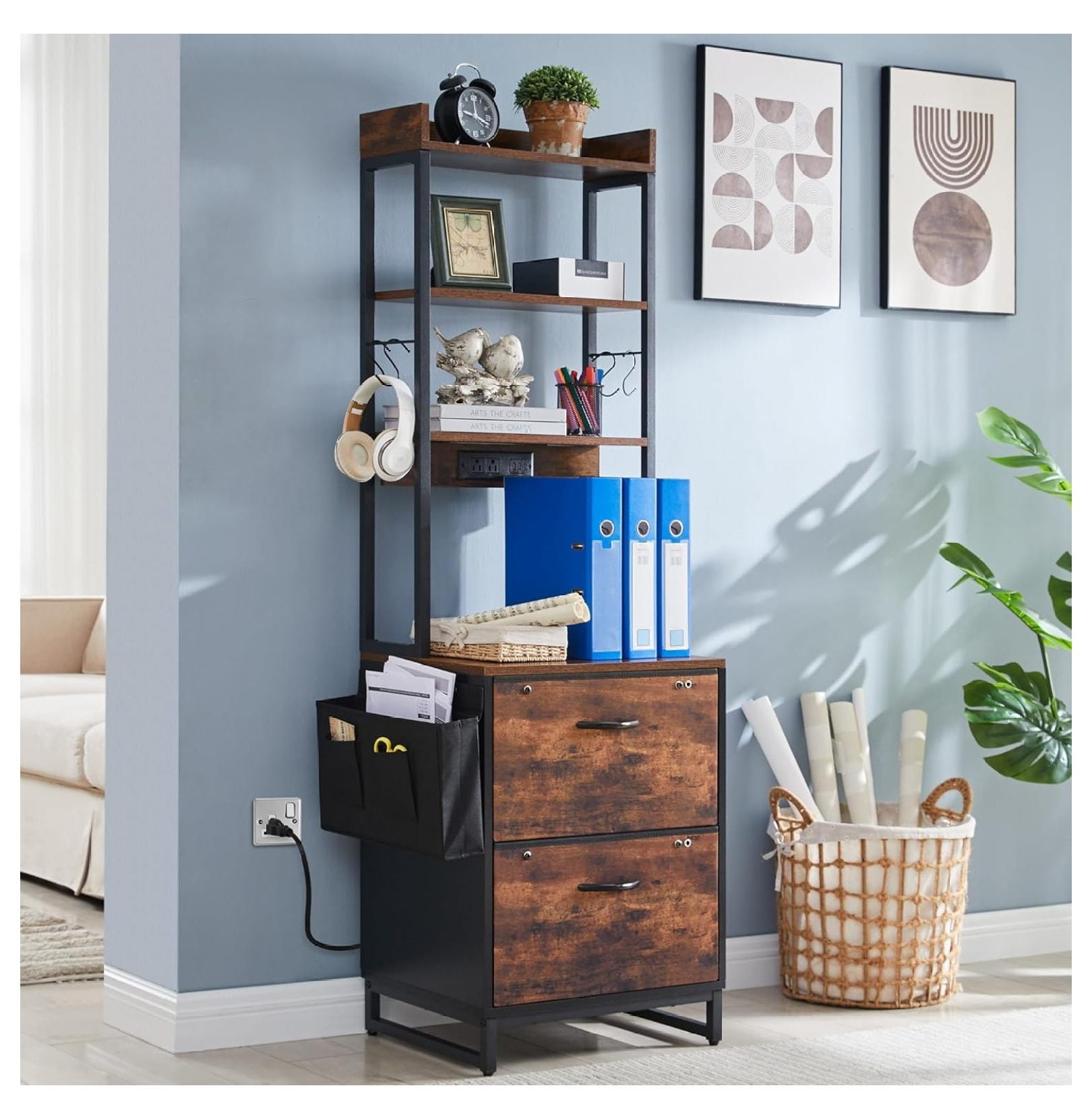 File Cabinet with 2 Drawers and Adjustable Hanging Folders, Office ...