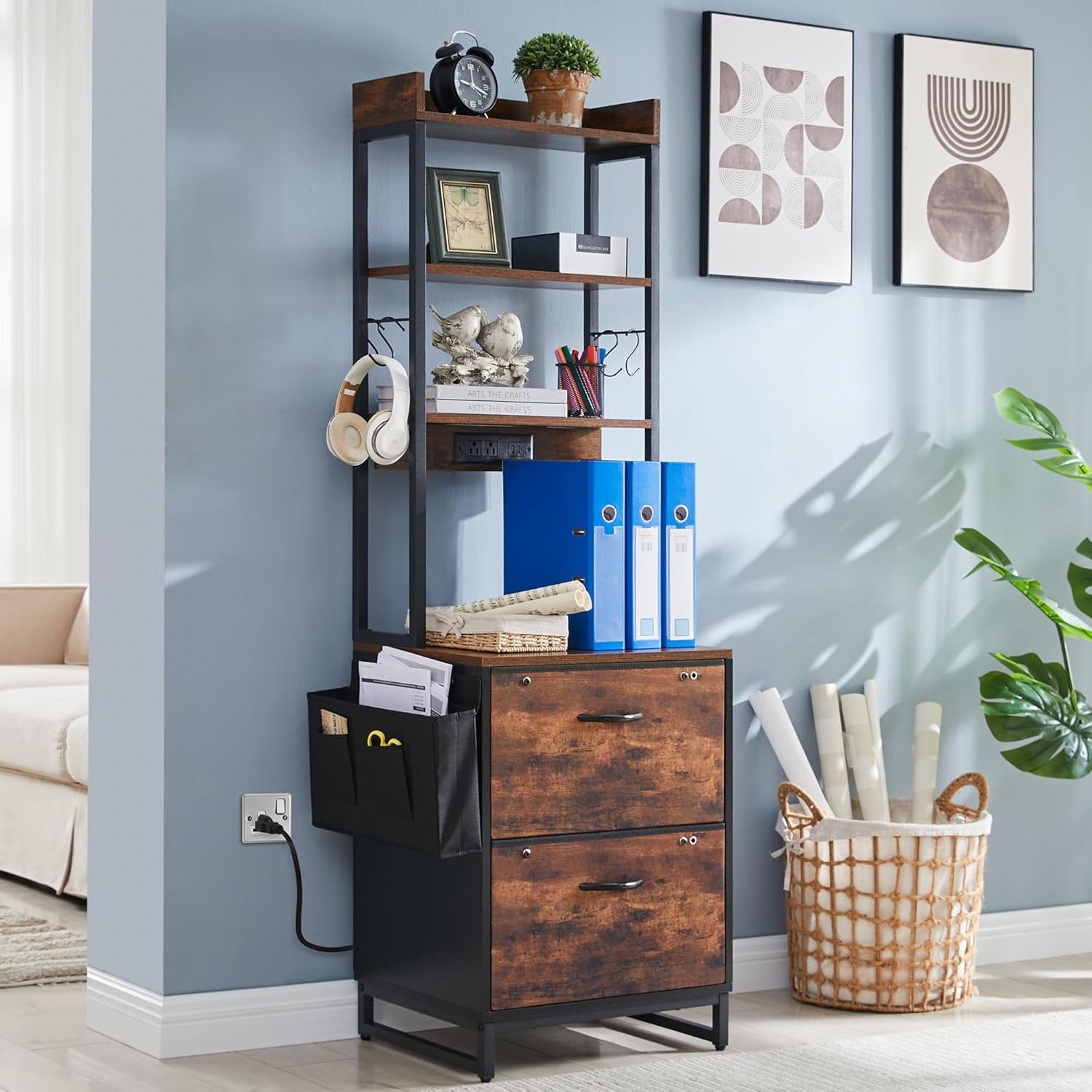 File Cabinet with 2 Drawers and Adjustable Hanging Folders, Office ...