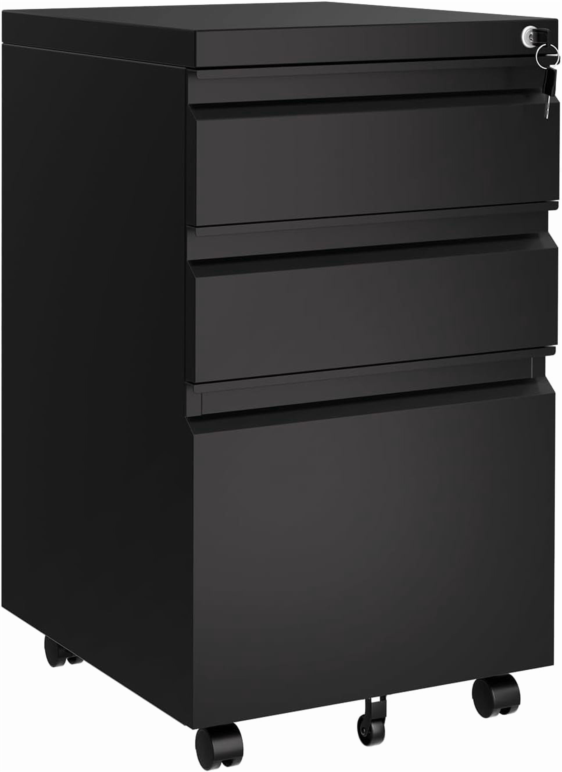 File Cabinet 3-Drawer Mobile with Lock Keys | Under Desk Stora Fits ...