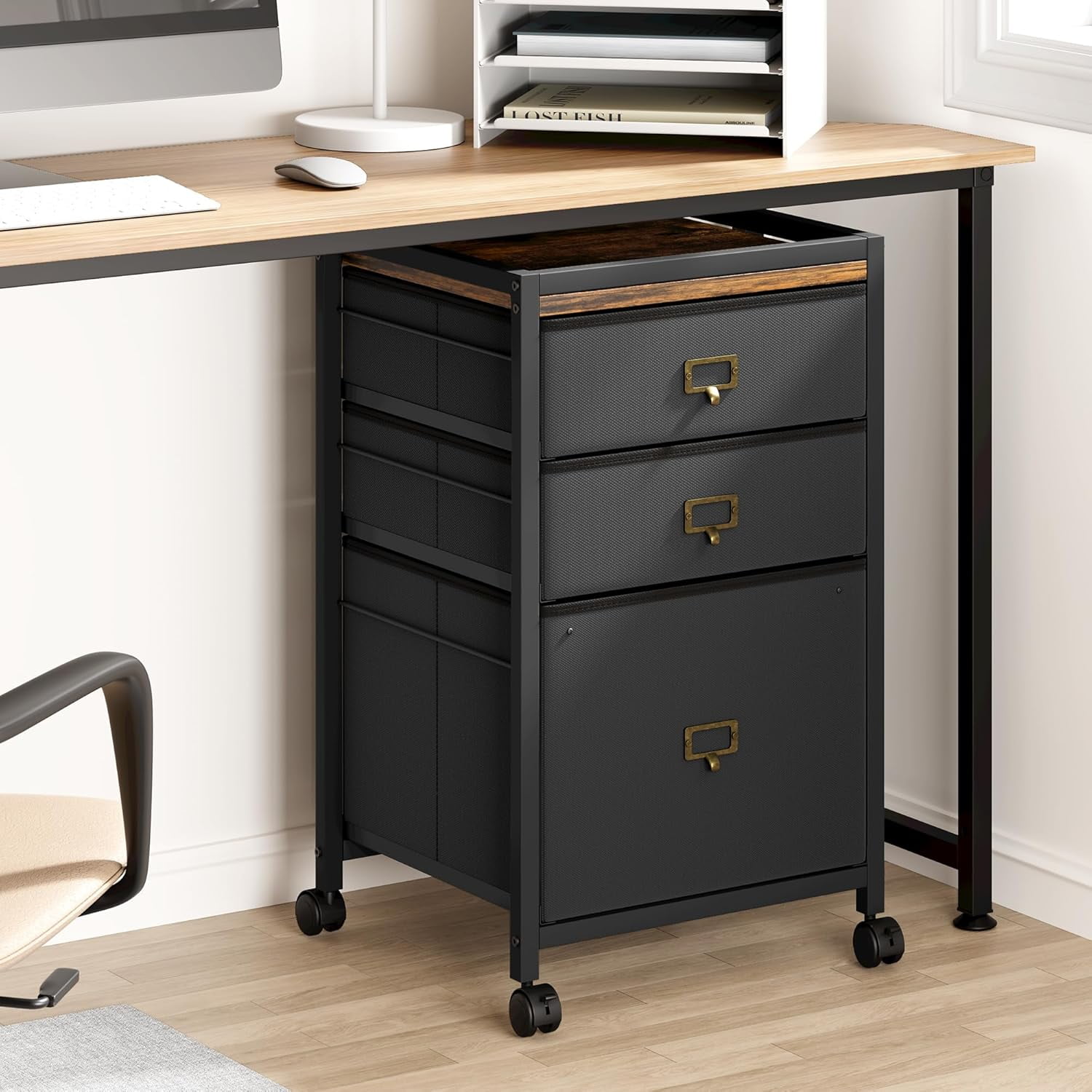 File Cabinet with 3 Drawers 26''H Rolling Filing Cabinet Fits Letter ...