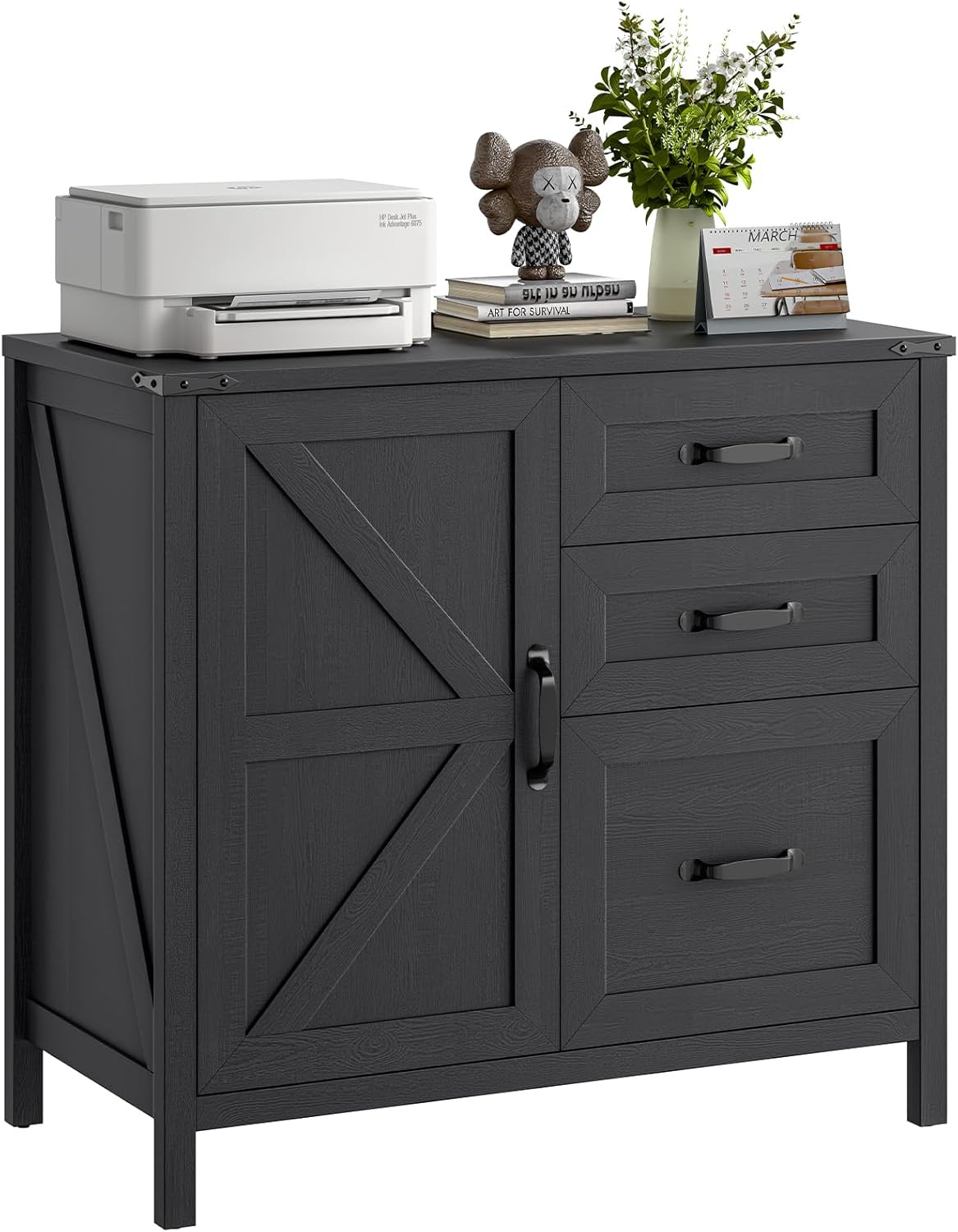 File Cabinet 3 Drawers Lateral File Cabinet with Adjustable Shelf for ...