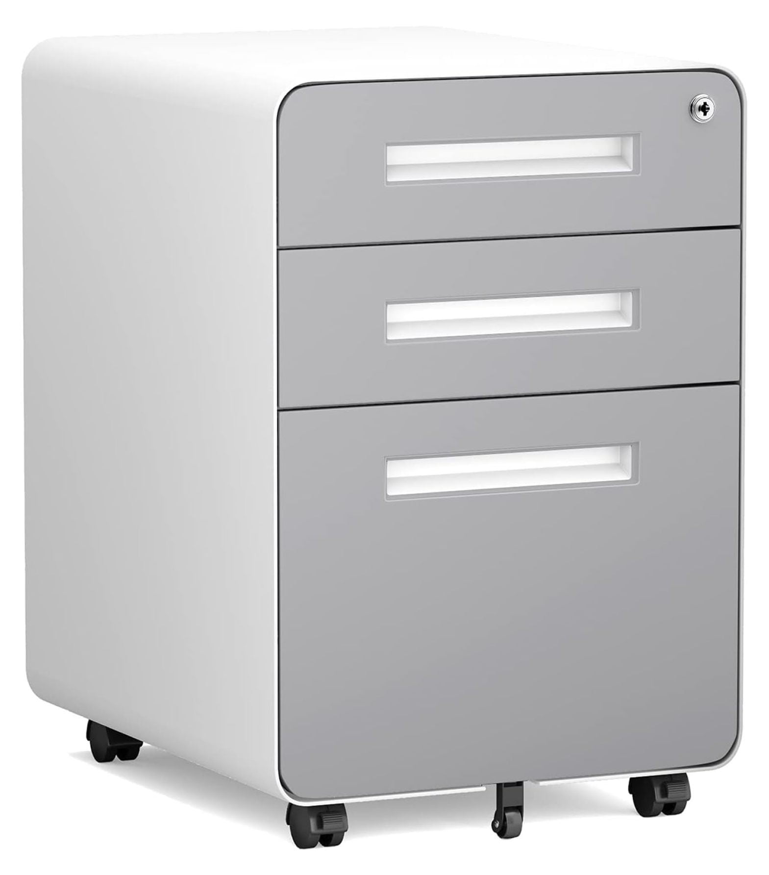 File Cabinet 3 Drawers, Mobile Filing Cabinet with Lock, Rolling File ...
