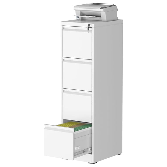 File Cabinet, 4 Drawer File Cabinet with Lock, Steel Vertical Filing ...