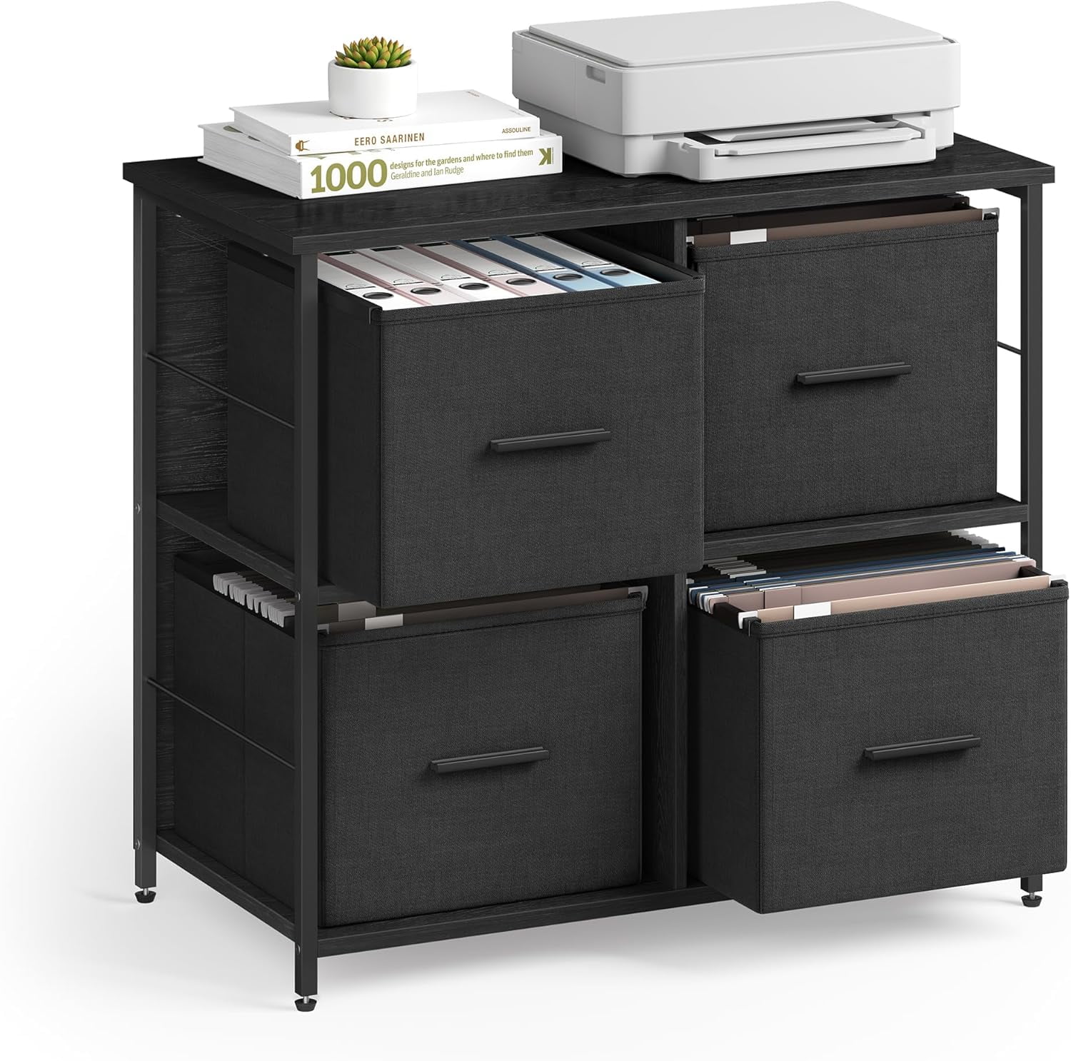 File Cabinet with 4 Drawers, Printer Stand, Cube Storage Shelf, for A4 ...
