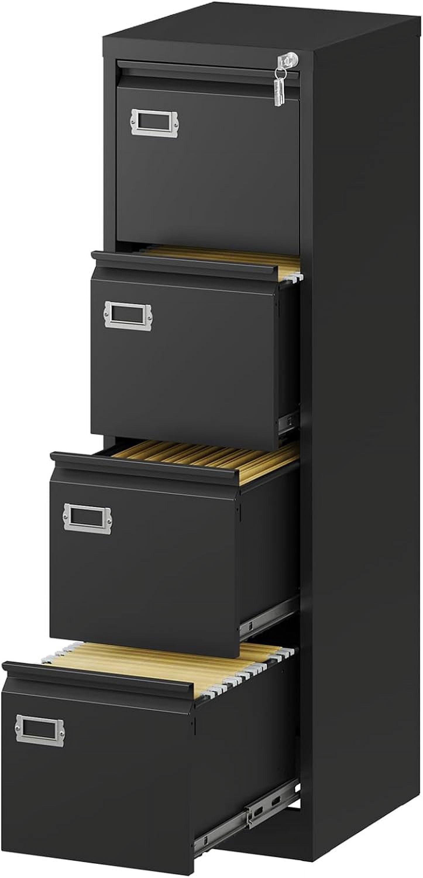 File Cabinet - 4 Drawers Vertical 17.8" Deep Lockable Filing Cabinet ...