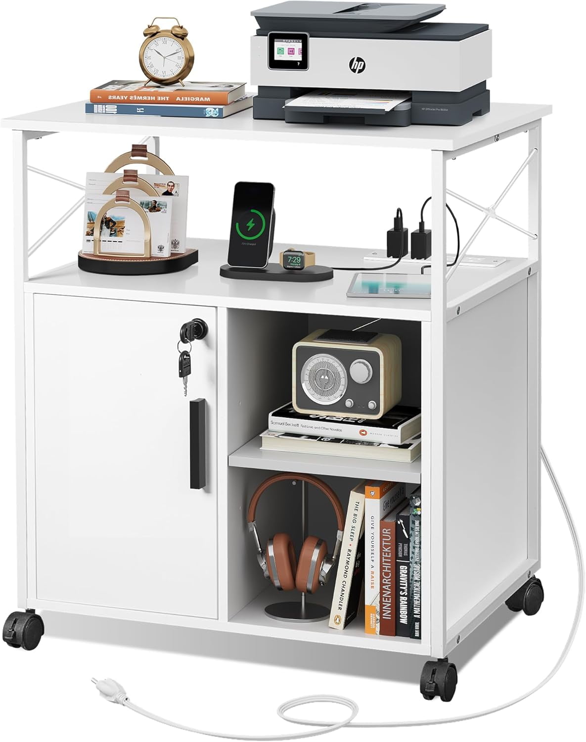 File Cabinet with Charging Station, Lockable Lateral Filing Cabinets ...