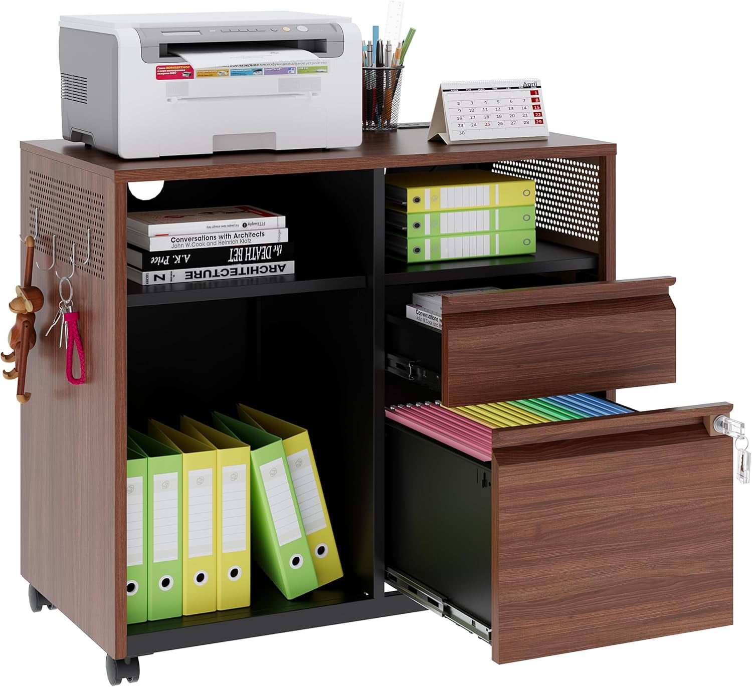 File Cabinet with Charging Station Mobile Filing Cabinet with Lock ...