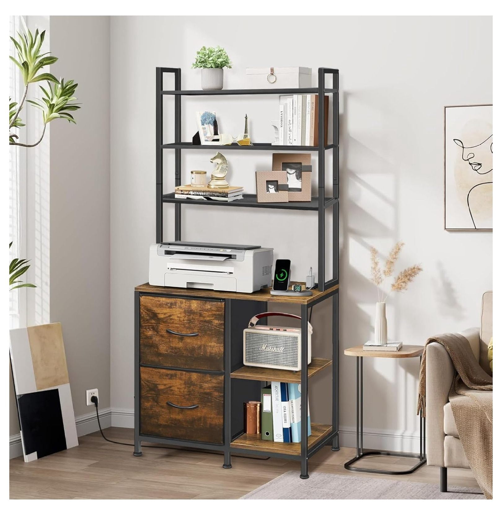 File Cabinet with Charging Station, Vertical Filing Cabinets for Home ...