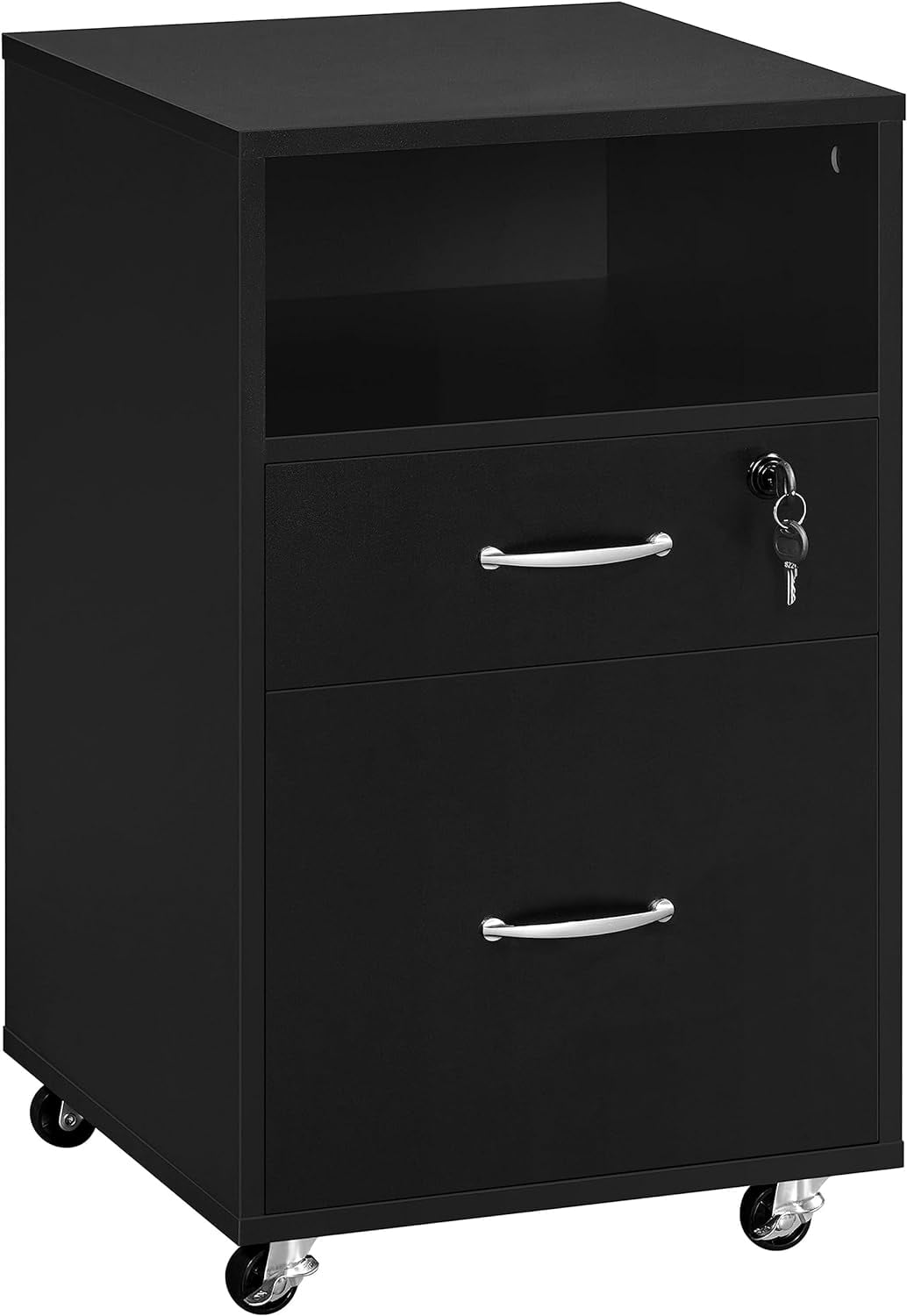 File Cabinet, Under Desk Vertical Cabinet with 2 Drawers and Open ...