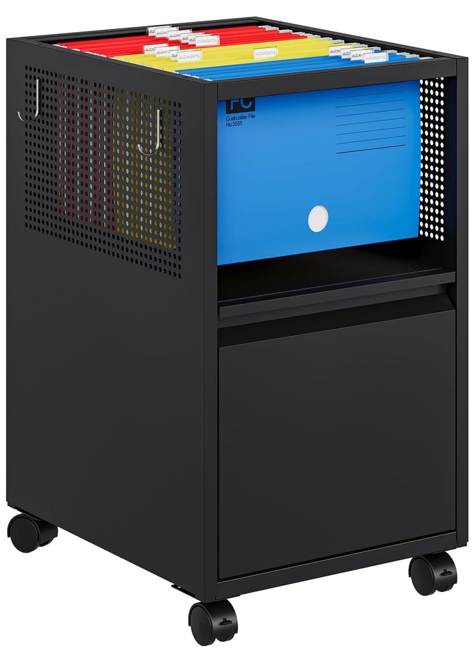 File Cabinet with Drawer, Mobile Files Organizer with Lock and Hanging ...