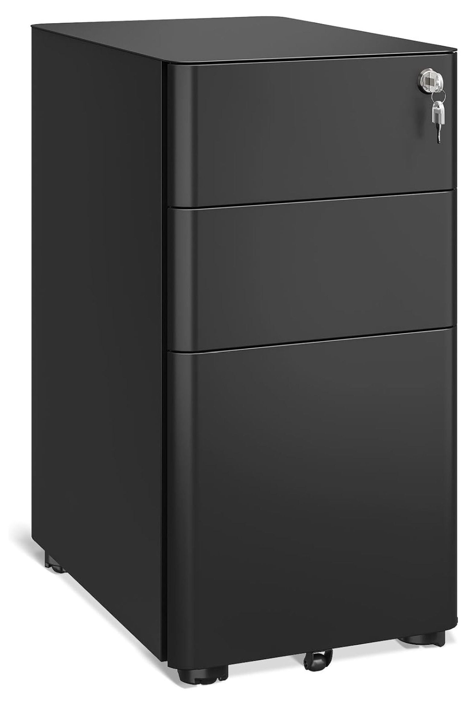 File Cabinet for Home Office, Fully Assembled Filing Cabinet 3 Drawer Rolling File Cabinets with ...