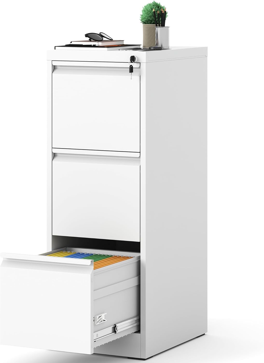 File Cabinet with Lock, Metal Vertical Filing Cabinets, Steel File ...