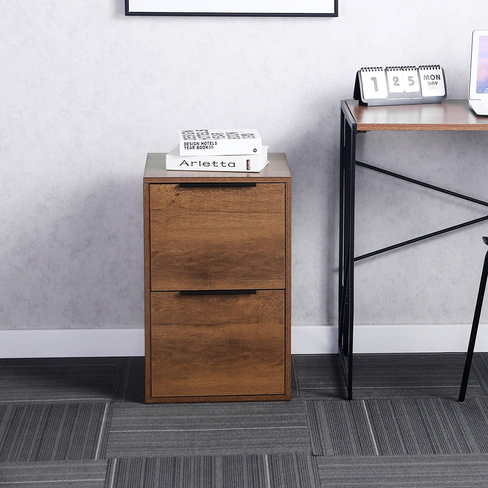 File Cabinet, Printer Stand with 2 Drawers, Wooden Vertical Filing ...