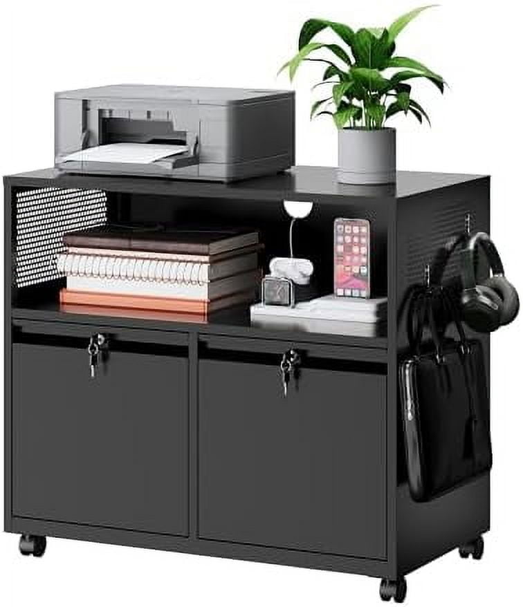 File Cabinet with Storage 2 Drawers, Rolling File Cabinet for Home ...