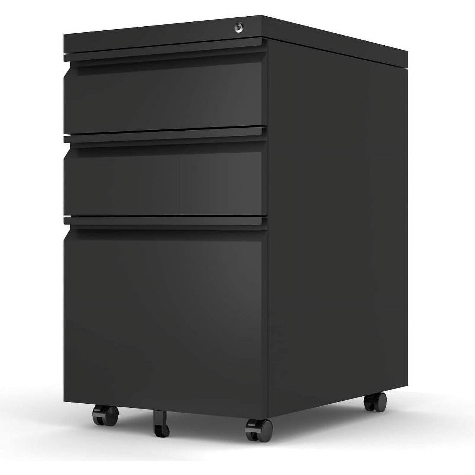 File Cabinet for Home Office 3 Drawers File Cabinets with Lock Rolling ...