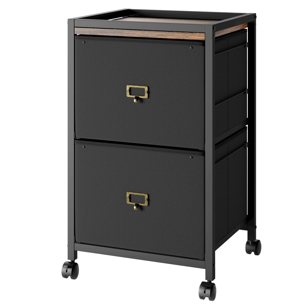 File Cabinet with 2 Fabric Drawer, Mobile Filing Cabinet Printer Stand ...