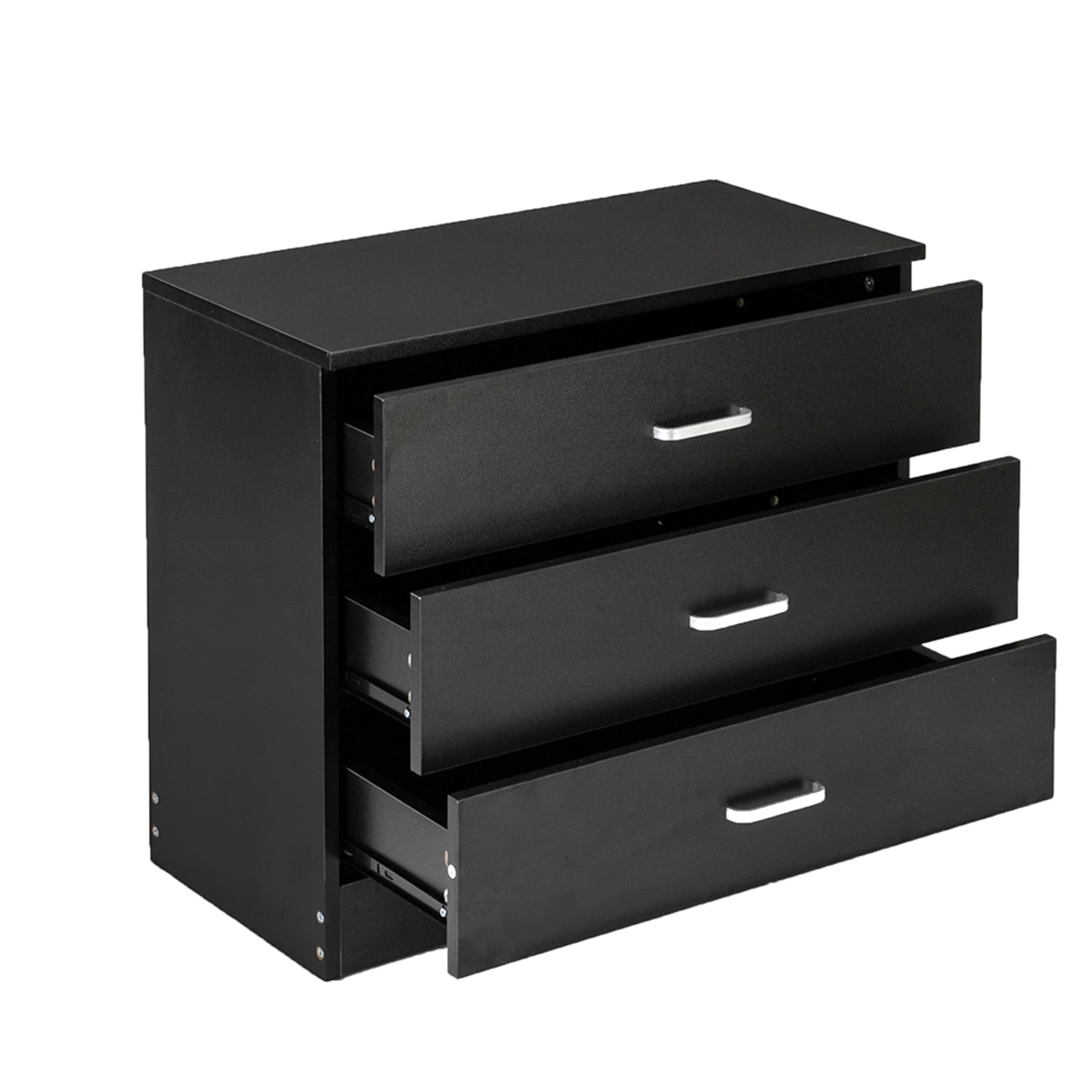 File Cabinet with 3 Drawers, Modern Black Drawer Dresser Wood, Metal ...
