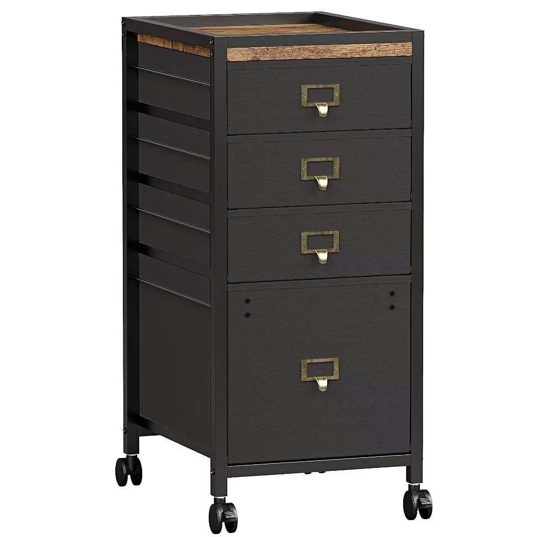 File Cabinet with 4 Drawer, Mobile Filing Cabinet Rolling Printer Stand ...