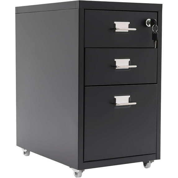 File Cabinet with Lock, 3 Drawer Metal Storage Cabinets, Under Desk ...