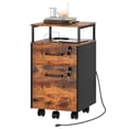 Lockable Mobile File Cabinet with Charging Station, 2 Drawers & Open ...