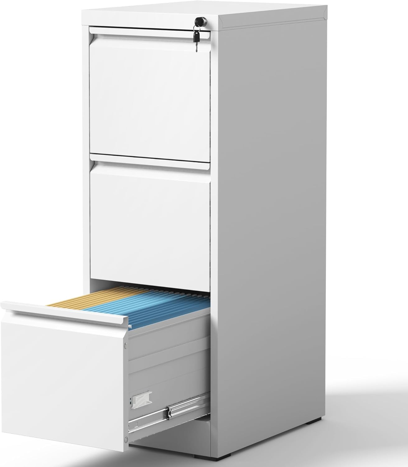 File Cabinet with Lock, Steel Vertical Filing Cabinets for Home Office ...